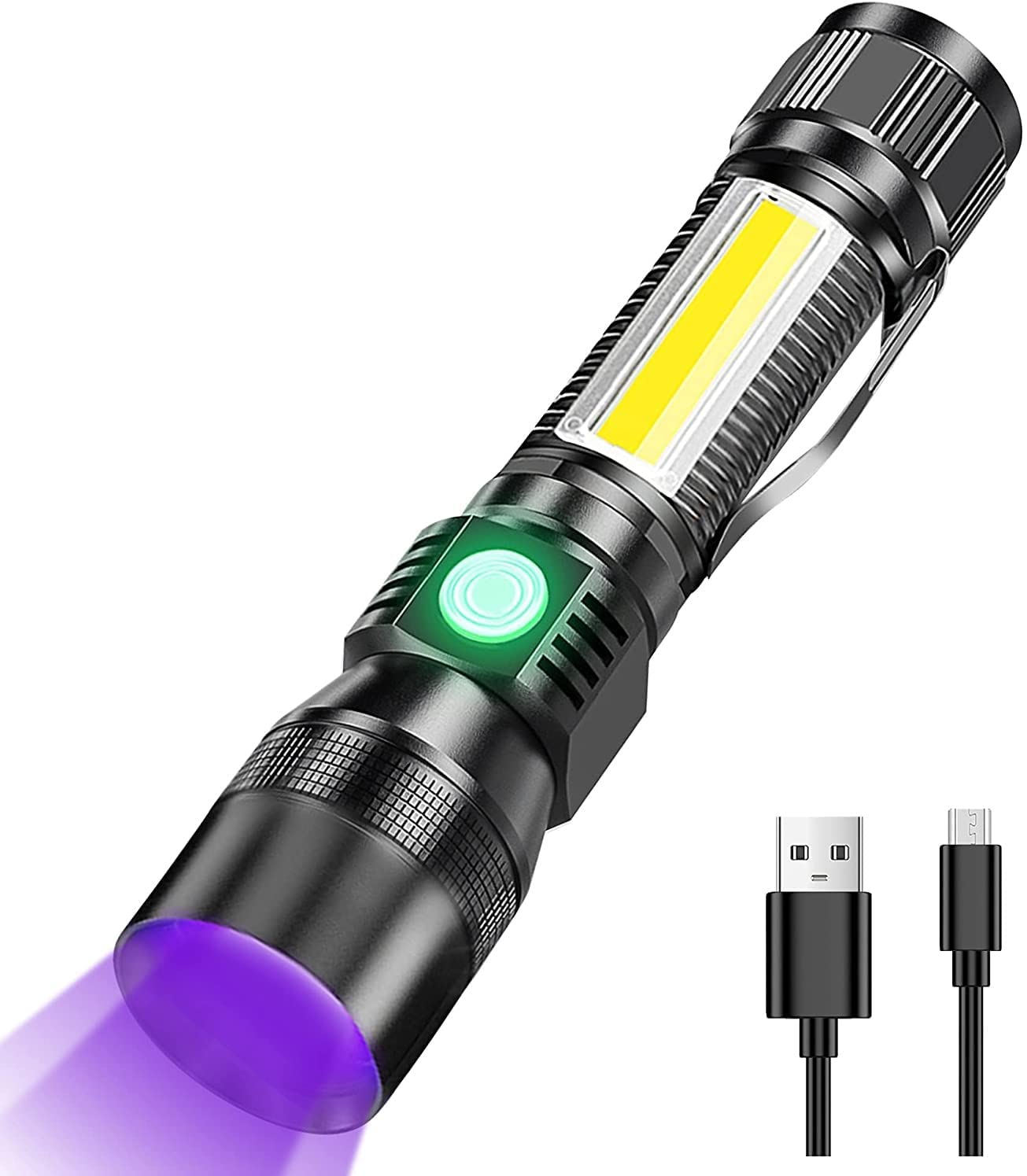 7 Modes Waterproof Rechargeable UV Light Flashlight Torch for Camping ...